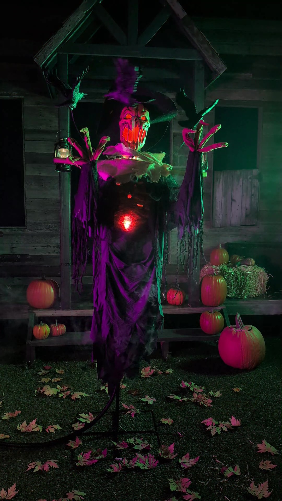 7FT Animated Raven Scarecrow Prop Decoration | Halloween Animatronics